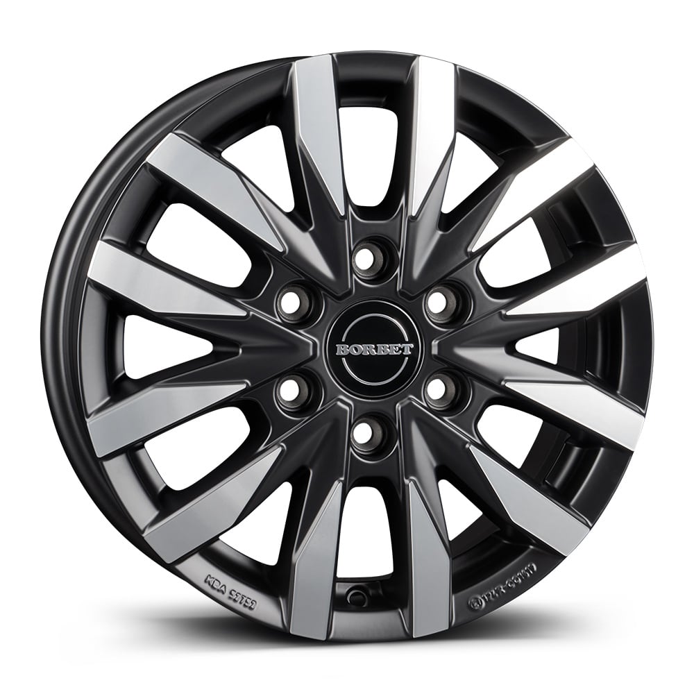 16" Borbet CW6 Matt Black Polished Alloy Wheels - Van Wheels